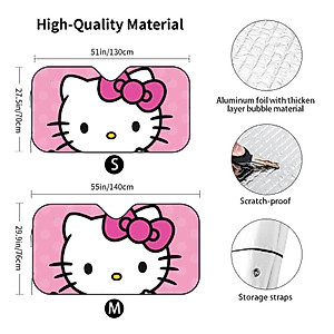 Wasinle Cartoon Car Windshield Sunshade Blocks Sun Visor Protector Foldable Sun Shield Keep Your Vehicle Cool, Fits Windshields of Most Sizes（Small 51 x 27.5 in） Black 6