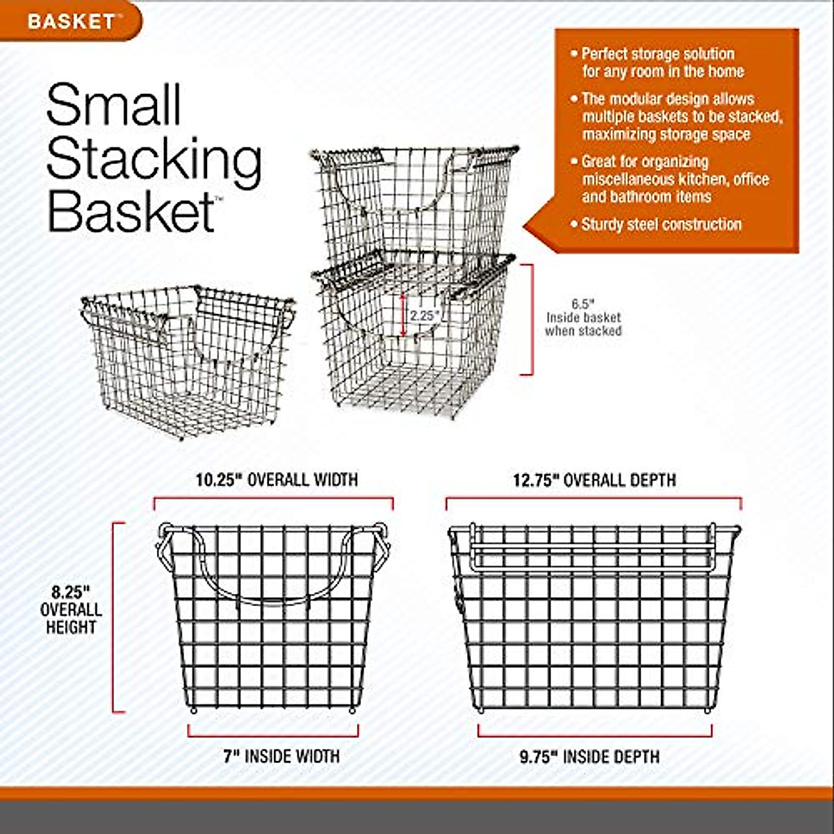 Spectrum Diversified Scoop Stacking Storage Basket, Small, Bronze