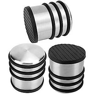 ZOENHOU 3 PCS 2.88 x 3.2 Inch Heavy Duty Door Stopper, 2.38 Lb No Drill Premium Stainless Steel Round Door Stops with Anti-Skid Silicone Treads, for Door Stopping