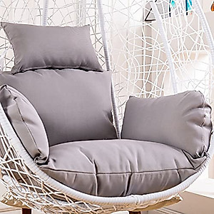 Rlosqvee Waterproof Hanging Chair Cushion, Thicken Washable Swing Cushions for Hanging Egg Chair Patio Garden Hanging Basket Chair Seat (Light Gray)