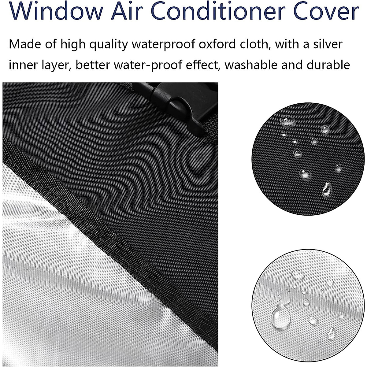 Yesland Window Air Conditioner Cover Outdoor, 25.5''W x 21''D x 17''H Outside Window AC Unit Cover with 2 Adjustable Straps, Black Large Window A/C Cover Bottom Covered AC Covers for Winter