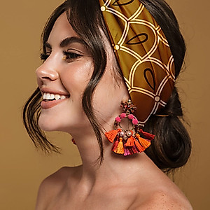 Karma Bee Headband for Women - Wide - Fabric Headband and Stretchy Hair Scarf - Light Blue