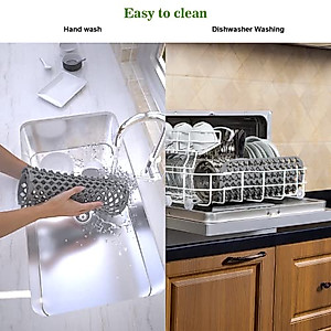 Kitchen Sink Mats TOOVEM Silicone Sink Mat with Non-slip, Stable, Farmhouse Sink Protector for Kitchen Stainless Steel Sink Porcelain Bowl Bathroom Sink- Grey