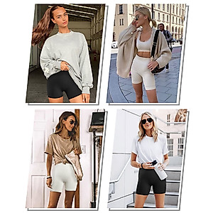 Women’s Workout Running Shorts High Waist Tummy Control Athletic Gym Yoga Lounge Shorts (N08S-HeiBaiLan)