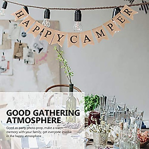 Amosfun One Happy Camper Burlap Banner Camping Party Decoration Happy Camper Birthday Decorations Retirement Birthday Camper Yard Decoration