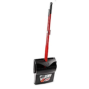 Libman Commercial 919 Lobby Dust Pan and Broom Set (Open Lid), Black/Red (Pack of 2)