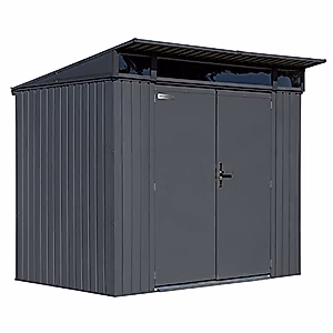 Sojag 8' x 5' Denali Outdoor Lockable Steel Storage Building with Windows, Anthracite