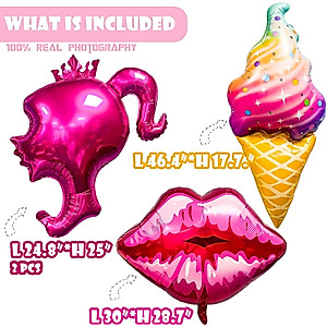 130Pcs Hot Pink Girls Balloons Garland Arch Kit Birthday Party Supplies, Pink Princess Party Theme Decoration, Suitable for Barbie Theme Party Girls Birthday Balloon Set