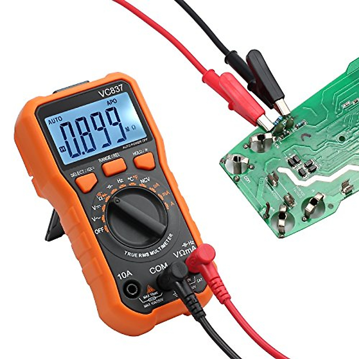 Proster Autoranging Multimeter 6000 Counts AC DC Current Tester Voltage Meter Volt Ohm Meter with Alligator Clips TRMS NCV Temperature Capacitance Diode Audible Continuity Meter