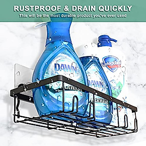 Fakoidat Shower Caddy with Soap Dish Holder, Set of 4 Adhesive Shower Shelves, Large Capacity Rustproof Stainless Steel Bathroom Organizer for Inside Shower, No Drilling Needed, Sleek Black Finish