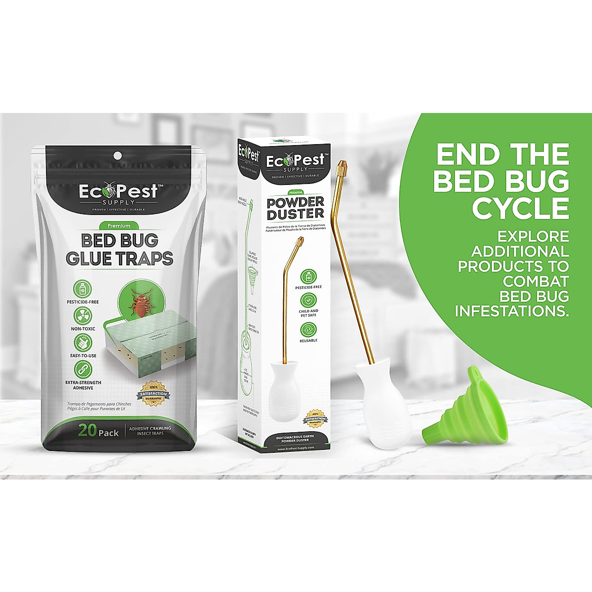 Bed Bug Interceptors – 8 Pack | Bed Bug Blocker (XL) Interceptor Traps | Extra Large Insect Trap, Monitor, and Detector for Bed Legs (White)