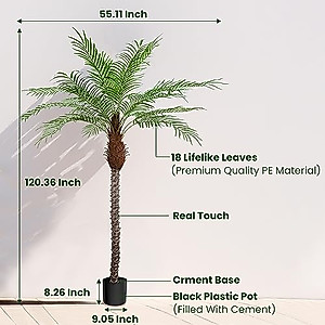 AnTing Artificial Palm Tree 8.5ft Tall Trees Plants 18 Leaves 102in Outdoor Palm Trees for Outside Patio Trees for Decor (Set of 2)