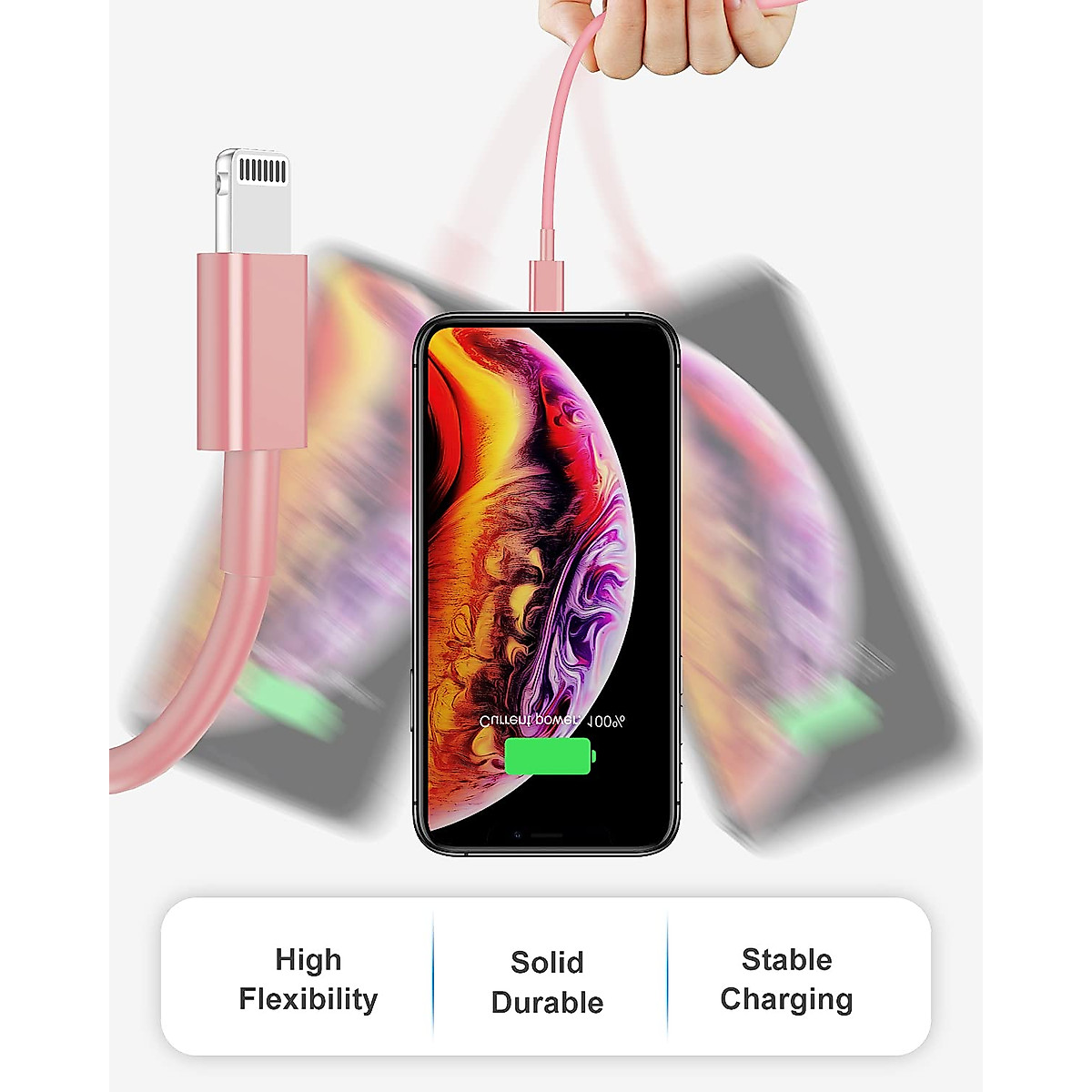 4 Pack [Apple MFi Certified] Apple Charging Cables 6ft, iPhone Chargers Lightning Cable 6 Foot, Fast iPhone Charging Cord for iPhone 14/14Pro/13/13Pro/12/11/11Pro/11Max/ X/XS/XR/XS Max/8, ipad(Pink)