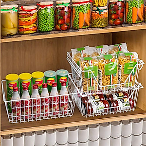 SANNO Freezer Baskets,Farmhouse Metal Wire Basket Freezer Storage Wire Baskets Organizer Wire Storage Basket for Kitchen Pantry Organizer Bins,14"x11"x6"