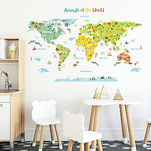 DECOWALL DL-1815 Animals of The World Kids Wall Stickers Wall Decals Peel and Stick Removable Wall Stickers for Kids Nursery Bedroom Living Room