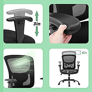 Big and Tall Office Chair 400lbs Desk Chair Mesh Computer Chair with Lumbar Support Wide Seat Adjust Arms Rolling Swivel High Back Task Executive Ergonomic Chair for Home Office (Black)