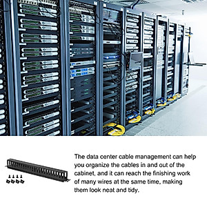 Rebower 1U Cable Manager 24 Slot Horizontal Rack Mounting Wire Management Organizer, [for Network Cabinets]-19" Black- 4Pcs
