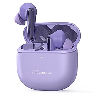 ASIMOM NC72 Active Noise Cancelling Wireless Earbuds, ANC Bluetooth Earbuds with 6-Mic Clear Call, True TWS, Multi-Mode, Deep Bass, Bluetooth 5.2, Compact Charging Case-Purple