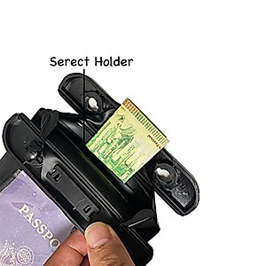 EMSEEK Waterproof Passport Holder 2pack Travel Wallet Waterproof Phone Case Pouch with Secret Holder for iPhone14 13 Pro Max Galaxy S 22 Key FoB Cash Credit Card ID GPS (Black+Pink)