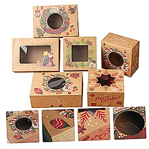 jojofuny Cupcake Box Christmas Window Box Mini Muffin Plastic Bread Box Christmas Gifts Plastic Gift Box Christmas Chocolate Boxes Christmas Window Gift Box Paper Candy Box Cake Holder