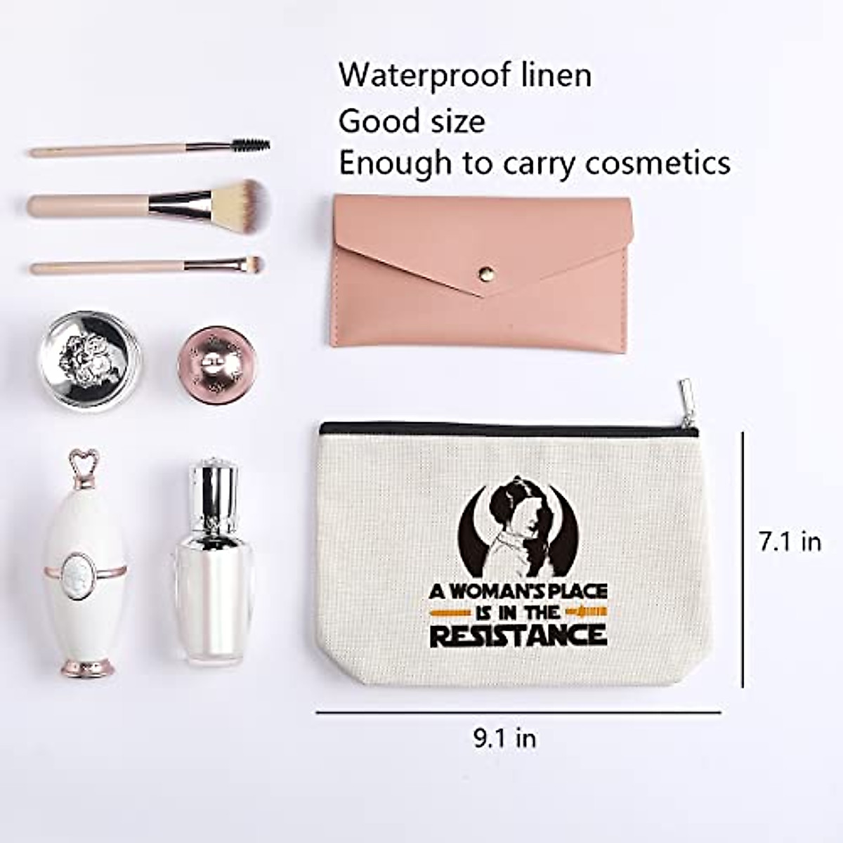 kdxpbpz Feminist Gifts, A Woman’s Place Is in the Resistance, Feminist Makeup Bag Gift for Women Sister Girls Friend, Empowerment Empowered Woman, Sci-fi Movie Fan Gift, Travel Toiletry Zipper Pouch
