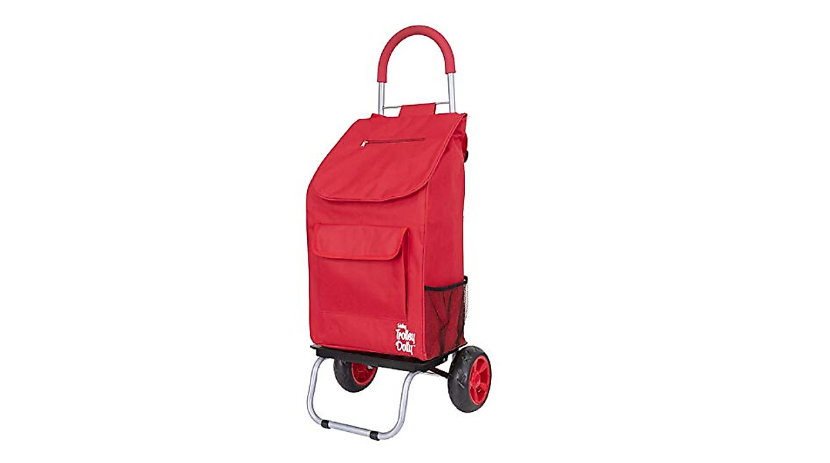 Dbest Products Trolley Dolly Red Foldable Shopping Cart with Wheels