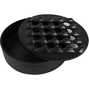U.Like Relax Zone Aluminum Metal Cigar Ashtray with Lid For Men-Durable handcrafted 16 Holes Grid Design Ash Tray indoor and outdoor - Wind Resistant Round Cigars to Cigarillos, black (53)