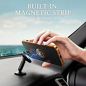 IDweel for iPhone 13 Pro Max Case with 360°Ring Holder Stand Magnetic Kickstand,Lightweight Slim Fit Plated Rose Gold Edge Soft TPU Bumper Camera Protection Non-Slip Cover,Black