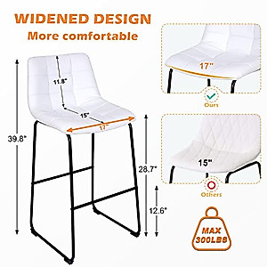 Scurrty Barstool Chairs Height Stools Pub Bistro Bar Counter Height Stools Pub Height Bar Stools With Back, PU Leather Bar Stools Set Of 2 Modern Kitchen High Dining Chairs With Metal Legs Upholstered