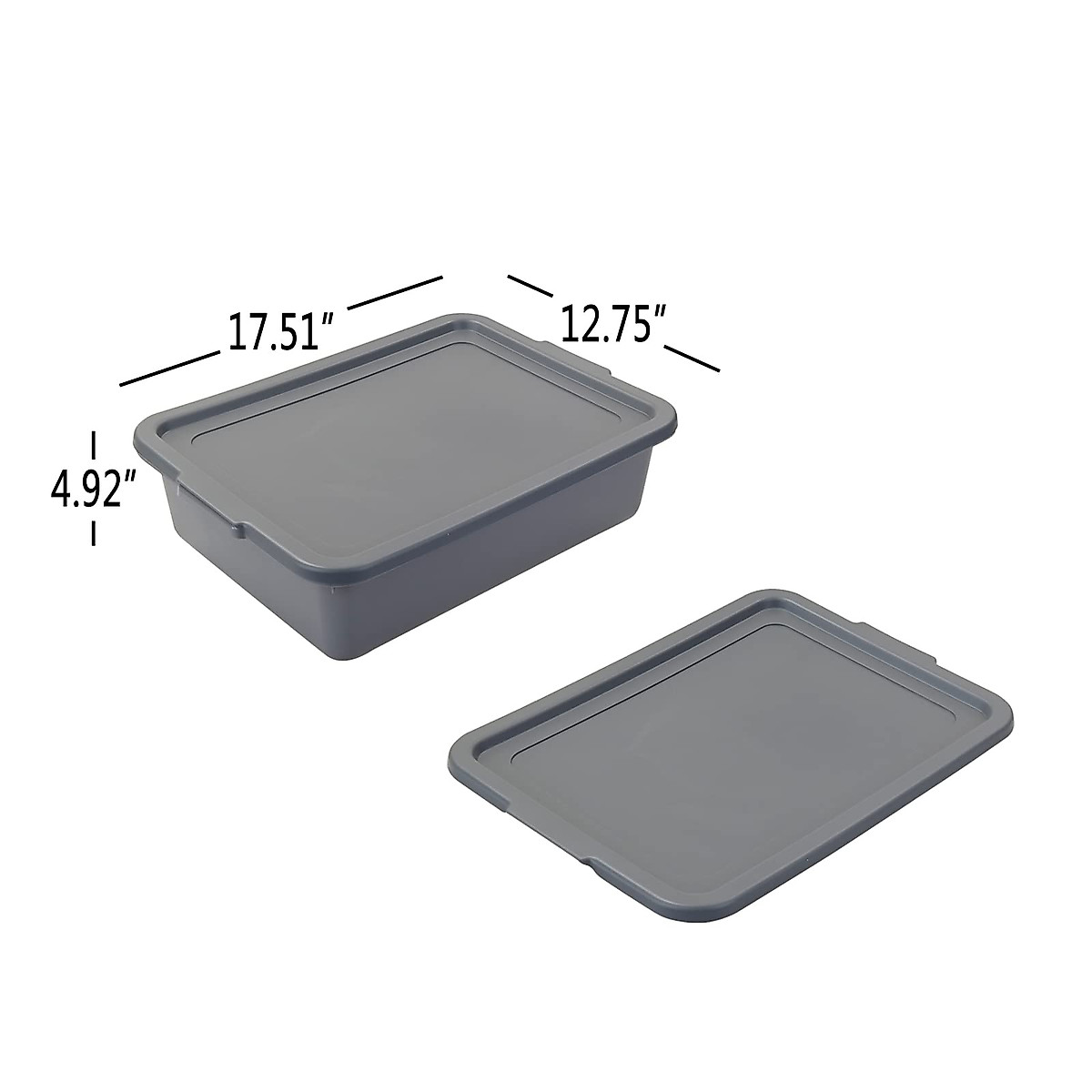 Begale 3-Pack Gray Commercial Utility Bus Box, Plastic Bus Tub with Lids, 13 L