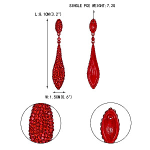 EVER FAITH Women's Austrian Crystal Double Waterdrop Bridal Pierced Dangle Earrings Red Red-Tone