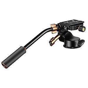 Soonpho Q-08S Heavy Duty Video Camera Tripod Fluid Drag Pan Head with Extended Handle for DSLR Camera,Camcorders,1/4 & 3/8 inch Screw Sliding Plate 360 Degree Rotating Tripod Head