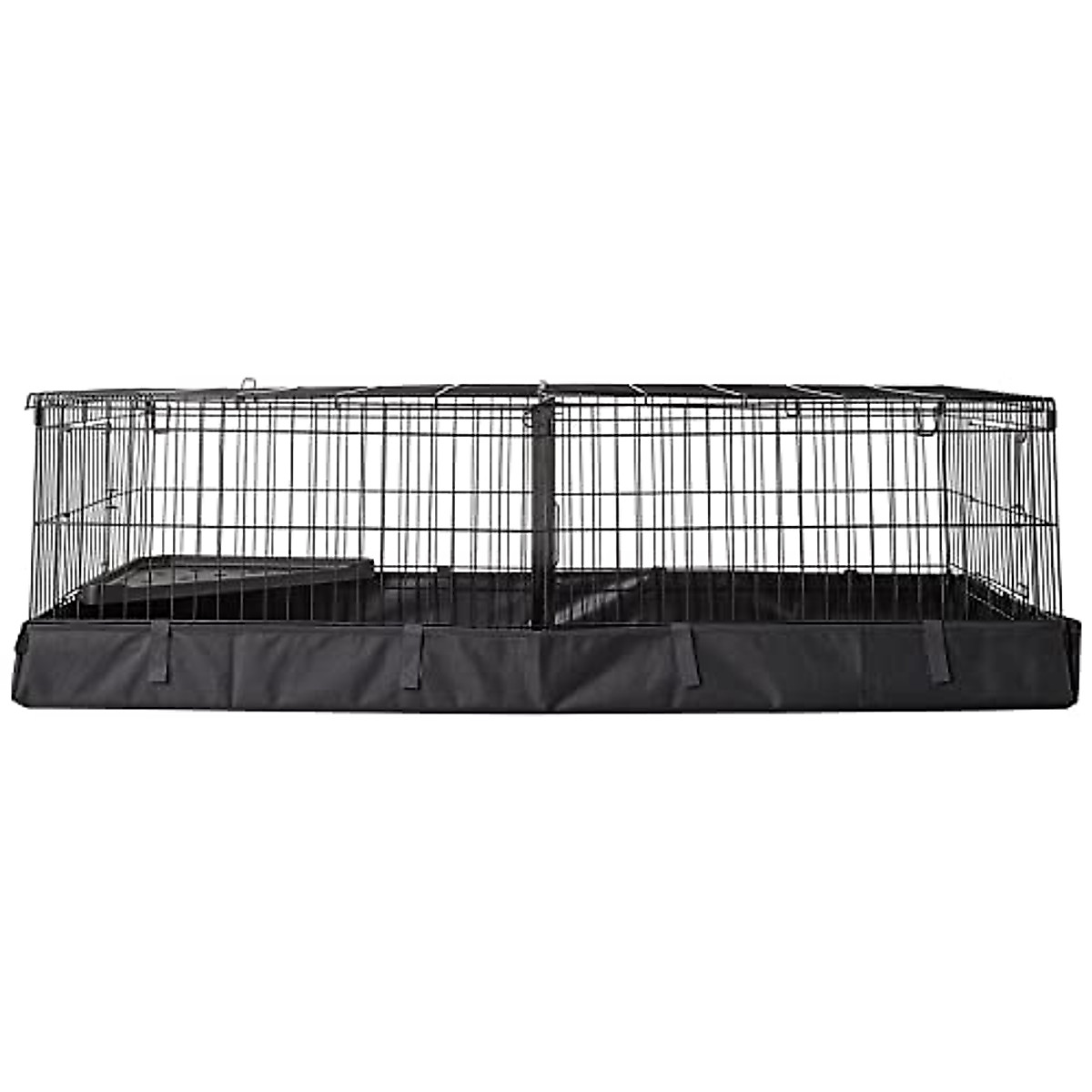 Amazon Basics Canvas Bottom Pet Cage with Divider Set, Black, 47.64"L x 24.21"W x 13.98"H