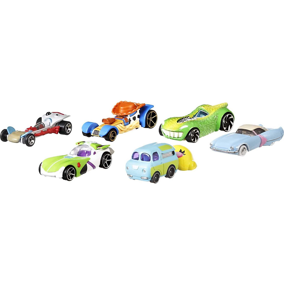 Hot Wheels Disney and Pixar Toy Story 4 Bundle of 6 1:64 Scale Character Cars: Woody, Buzz, Forky, Bo Beep, Rex & Ducky & Bunny [Amazon Exclusive]