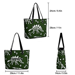 Womens Handbag Dinosaurs Skeleton Leather Tote Bag Top Handle Satchel Bags For Lady