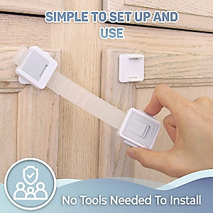 Budding Sprout Durable Strong Safety Strap Lock 6-Set for Baby Safety - for Cabinet, Drawer, Fridge, Toilet, and Furniture - 3M Adhesive Easy Install No Tools Needed