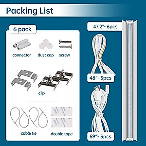 Barrina Plant Grow Light, 252W(6 x 42W, 1400W Equivalent), Full Spectrum, LED Grow Light Strips, T8 Integrated Growing Lamp Fixture, Grow Shop Light, with ON/Off Switch, 6-Pack