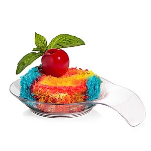 LORESO Comma Appetizer Spoon for Serving Desserts, Cakes, and Hors d'oeuvres plates - 48 Count Clear Plastic Decorative Tasting Spoons, Reusable Clear - 48CT …