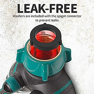 Garnen 2 Way Garden Y Hose Splitter, Heavy Duty Brass Splitter, 3/4" Spigot Adapter Connector, Comfortable Rubberized Grip with 3 Rubber Washers for Drip Irrigation, Lawns