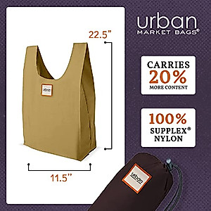Urban Market Bags - Reusable Shopping Bags, Large Nylon Foldable Grocery Bags with Comfortable Handles, Machine-Washable Grocery Totes in a Compact Pack, Rural, Set of 6