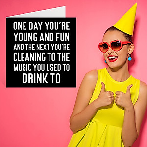 Funny Birthday Cards for Women Men - Music You Used To Drink To - Rude Birthday Cards for Him Her Mom Dad Papa Pops Brother Sister Friend Coworker, 5.7 x 5.7 Inch Joke Humor Bday Greeting Cards