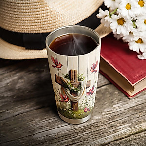 20oz Red Cardinal Bird Faith Tumbler, I can only Imagine, Religious, Christian Gifts, Coffee Thermos for Women, Stainless Steel Double Wall Vacuum Insulated Coffee Mug, Travel Cup with Lid