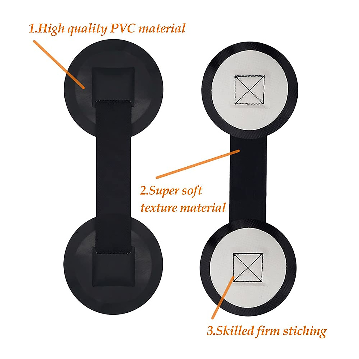 2 PCS PVC Strap Armrest for PVC Inflatable Boat, Raft, Dinghy, Kayak, Canoe, Surfboard,SUP seat Strap Patch with Handle (Black)