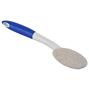 Home-X Pumice Toilet Cleaning Wand, Volcanic Pumice Toilet Bowl Cleaner with Handle, Easy-To-Use Scrubbing Wand for Toilet Bowl Stains, 13 ½ " L x 1 ½ " W x 1" H, White/Blue
