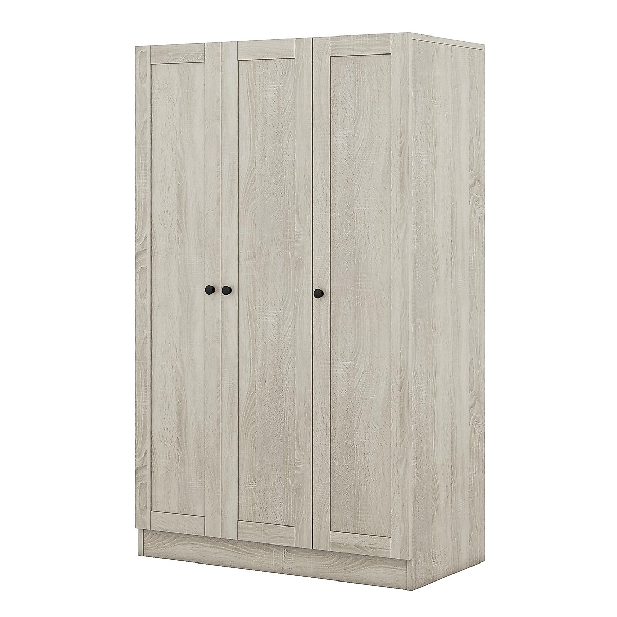 Bellemave 3 Doors Wardrobe Armoire, Armoire Wardrobe Closet with Hanging Rod, Wood Clothes Storage Cabinet Organizer, 3-Door Wardrobe Closet with Doors, Gray