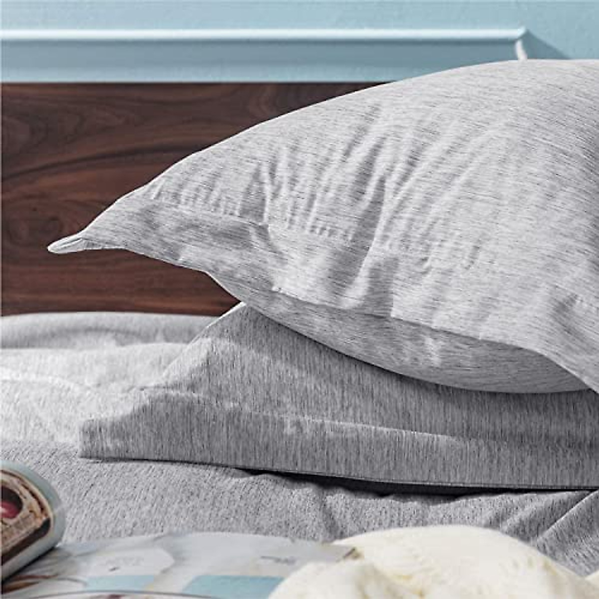 Bedsure Queen Comforter Set - Grey Comforter Queen Size, Soft Bedding for All Seasons, Cationic Dyed Bedding Set, 3 Pieces, 1 Comforter (88"x88") and 2 Pillow Shams (20"x26"+2")