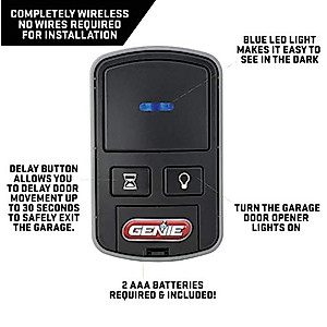 Genie Intellicode Garage Door Opener Wireless Wall Console for use with Genie Openers Made after 2013 - Model GWWC-R,Black