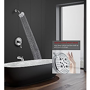 Shower System with Tub Spout, Bathroom Rain Mixer Shower Combo Set, Single Handle Shower Faucet with Valve, Chrome