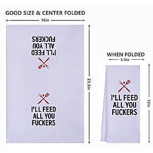 LXOMILL Funny Kitchen Towels for Men, Women, BBQ Grilling Cooking Dish Towels, Funny Birthday Gifts for Husband, Dad, Boyfriend, Friend, Hilarious Gag Gift for Chefs