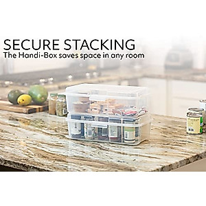 Rubbermaid 6 Qt. Handi-Box, Stackable Plastic Storage Bin with Latching Lid, Pack of 6, Great for Shoe Storage, Classroom Organization, Cube Organizer and Kitchen Pantry Container, Clear